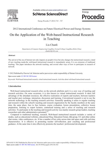 Pdf On The Application Of The Web Based Instructional Research In Teaching