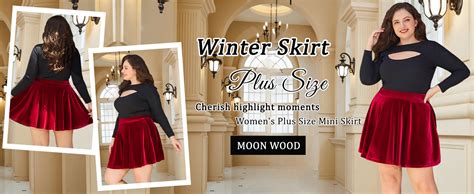 Plus Size Mini Skirt Velvet High Waisted Winter丨moon Wood