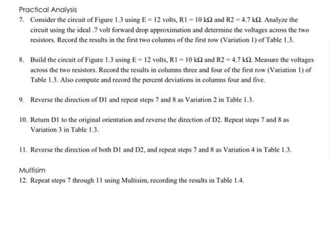 Table Practical Analysis Consider The Circuit Chegg Com