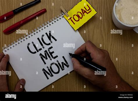 Handwriting Text Writing Click Me Now Concept Meaning Internet Helping