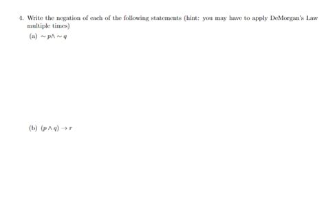solved 4 write the negation of each of the following