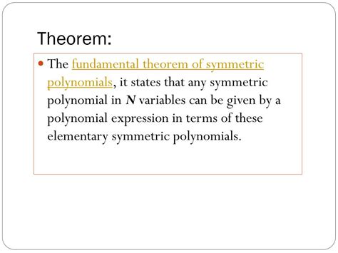 Ppt Fundamental Theorem Of Symmetric Polynomials Powerpoint