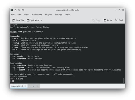 install ruff on ubuntu using the snap store snapcraft