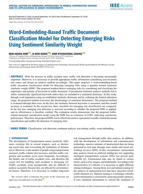 Pdf Word Embedding Based Traffic Document Classification Model For