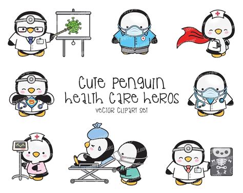 Premium Vector Clipart Kawaii Penguin Cute Penguin Etsy