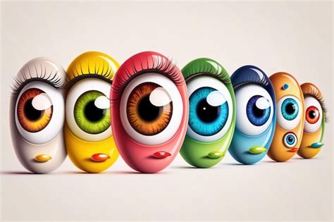 눈 귀여운 만화 건강한 인간 해부학 내부 장기 문자 세트 뇌 폐 내장 심장 신장 간 및 위 마스코트 애니메이션 형태의 생체 기관의 일부 프리미엄 사진