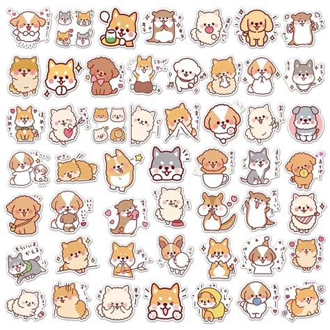 50 Pcs Cute Puppy Stickers Dog Stickers Sticker Pack Kawaii Etsy