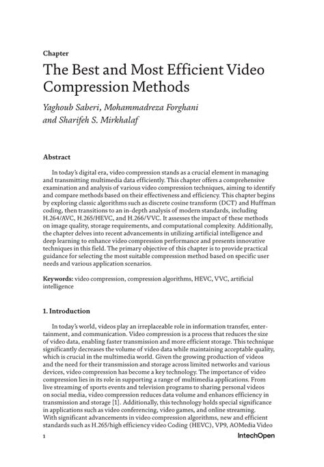 Pdf The Best And Most Efficient Video Compression Methods