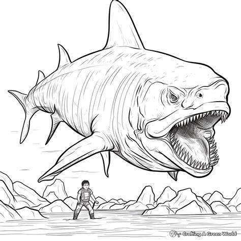 Megalodon Sketch Coloring Page