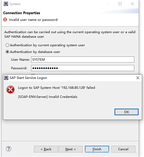 Sap Hana System Connect Error Soap Envserver Invalid Credentials