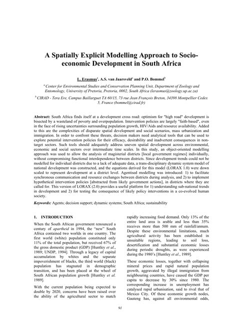 Pdf A Spatially Explicit Modelling Approach To Socio Economic