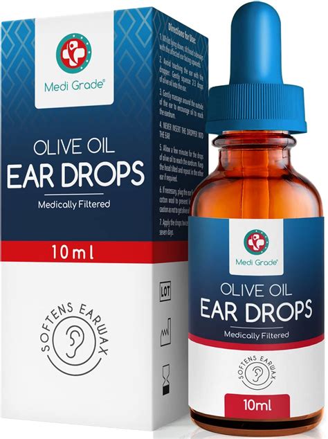 Medi Grade Olive Oil Ear Drops For Wax Removal And Blocked Ears 10ml 100 Natural Ear Wax