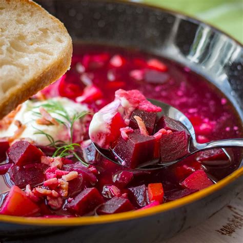 Lithuanian Beetroot Soup Borscht With Bacon Taste Of Lithuania