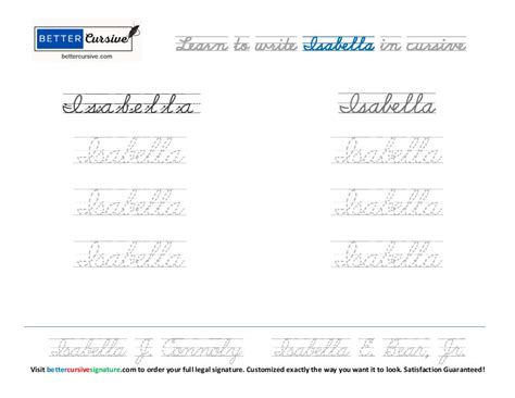 Learn How To Write Isabella In Cursive Free Better Cursive