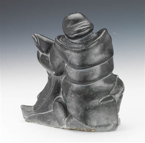 Lui Escoto Traditional Large Heavy Inuit Carved Stone Of A Man With A