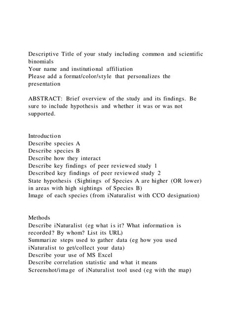 Descriptive Title Of Your Study Including Common And Scientific Pdf