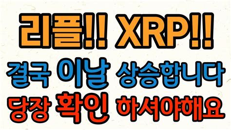 리플코인 빨리 확인하세요 결국 이날짜에 상승합니다 Youtube