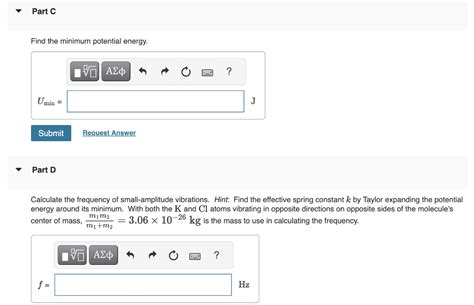 Solved An Approximation For The Potential Energy Of A Kcl