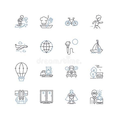Athletic Challenges Line Icons Collection Endurance Stamina Agility
