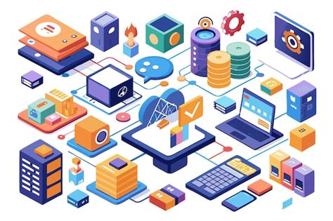 Isometric Illustration Of A Complex Network Of Interconnected Devices