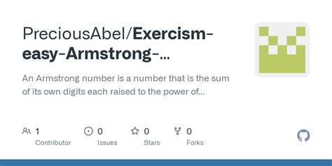 Github Preciousabelexercism Easy Armstrong Numbers An Armstrong