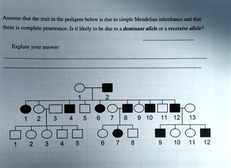 Assume That The Trait In The Pedigree Below Is Due To Simple Mendelian
