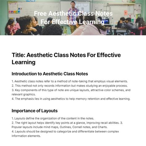 Free Class Notes Templates Editable And Printable