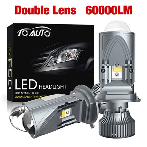 2pcs 140w 60000lm 자동 램프 듀얼 렌즈 Led H4 전구 헤드 라이트 슈퍼 밝은 자동차 Led 헤드 라이트 자동 9003hb2 미니 프로젝터 6000k