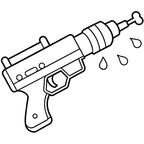 Water Gun Outline Coloring Book Page Line Art Illustration Digital