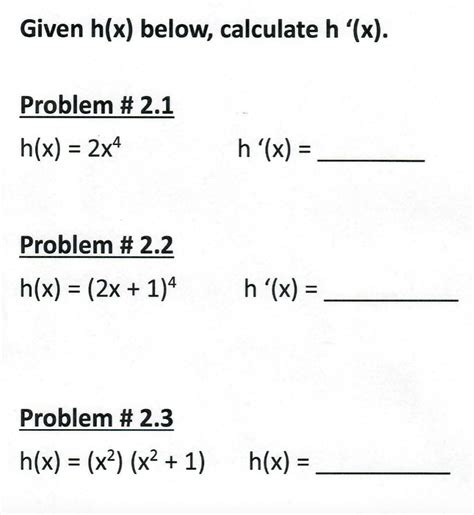 solved given h x below calculate h′ x problem 2 1