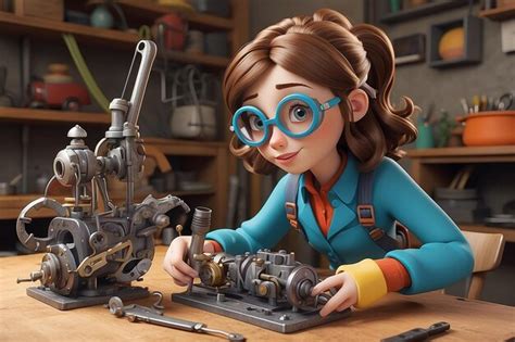 Premium Photo Pushing Technological Limits Eccentric Engineer Emily