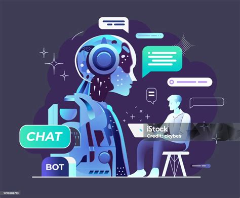 챗봇 Ai 회사에서 개발한 인공 지능 챗봇을 사용하고 채팅합니다 디지털 챗봇 로봇 응용 프로그램 대화 도우미 개념 대화를 위한