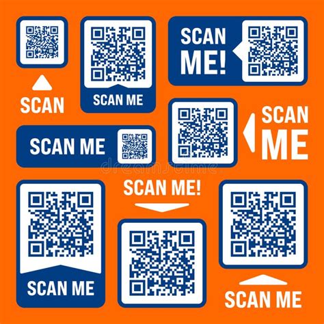 Scan Me Qr Code Sticker With Text Online Payment Stock Vector