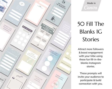50 Fill The Blanks Instagram Stories Social Media Canva Templates
