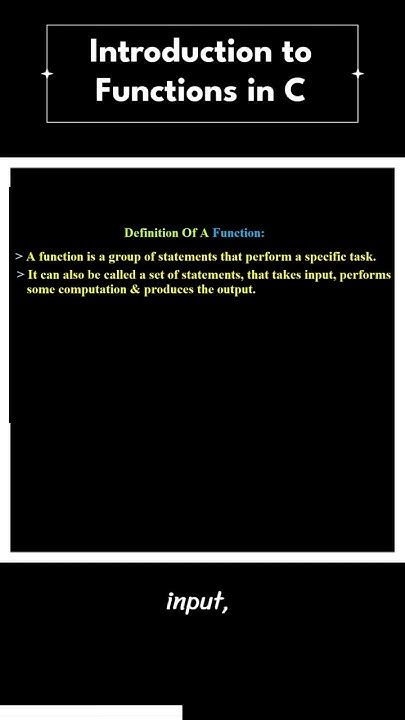 Introduction To Functions In C Shorts Video Cprogramming Youtube