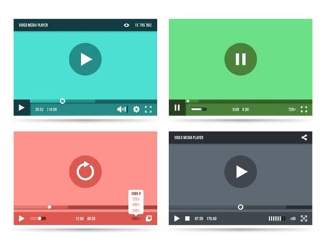 비디오 플레이어 인터페이스 세트 무료 벡터