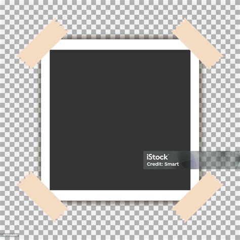 회색 배경에 스티커 테이프와 사진 프레임입니다 서식 파일 유행 사진에 대 한 빈 건강관리와 의술에 대한 스톡 벡터 아트 및 기타