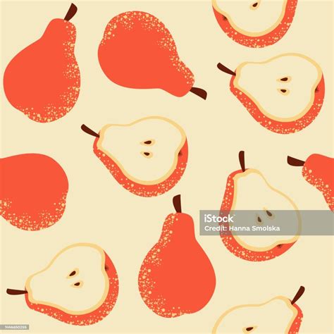 원활한 과일 패턴입니다 밝은 배경에 추상 배입니다 현대 과일 인쇄 섬유 벽지 표지 및 포장을 위한 템플릿입니다 벡터 일러스트레이션 Eps 10 배에 대한 스톡 벡터 아트 및