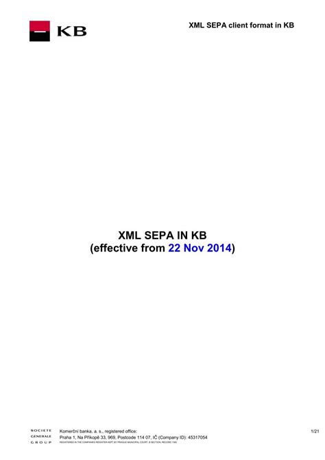 XML SEPA client format PDF file Komerční banka