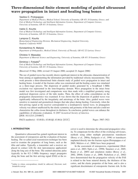 Pdf Three Dimensional Finite Element Modeling Of Guided Ultrasound
