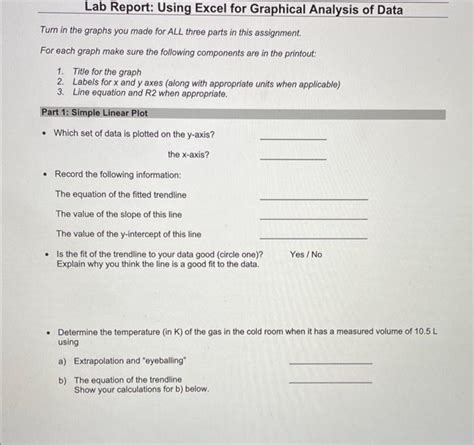 Solved Lab Report Using Excel For Graphical Analysis Of
