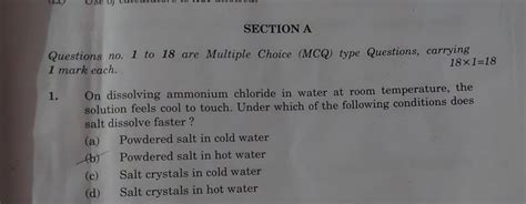 Section A Questions No 1 To 18 Are Multiple Choice Mcq Type Questions