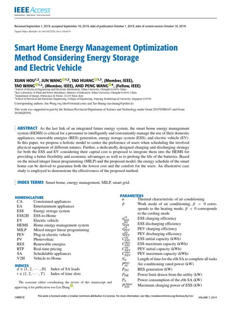 Smart Home Energy Management Optimization Method Considering Energy Storage And Electric Vehicle