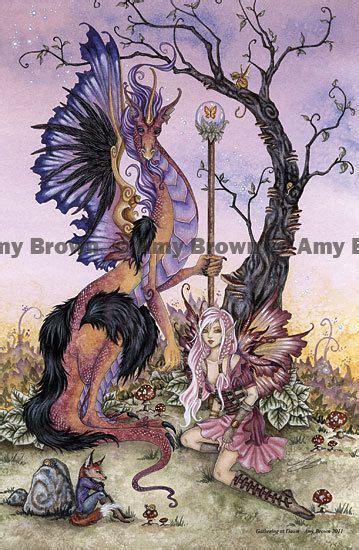 Gathering At Dawn Fairy And Dragon 8 5x11 Print By Amy Brown 14 00