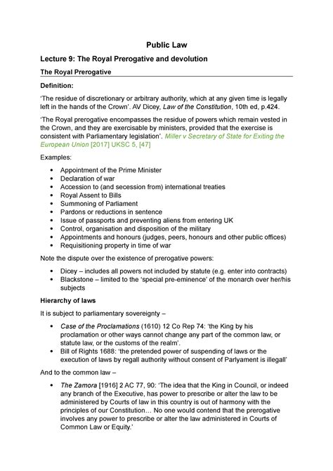 Public Law RP And Devolution Public Law Lecture 9 The Royal