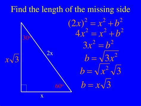 find the missing side of a triangle worksheets