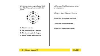 Atomic Structure Test Practice By Science Master TpT