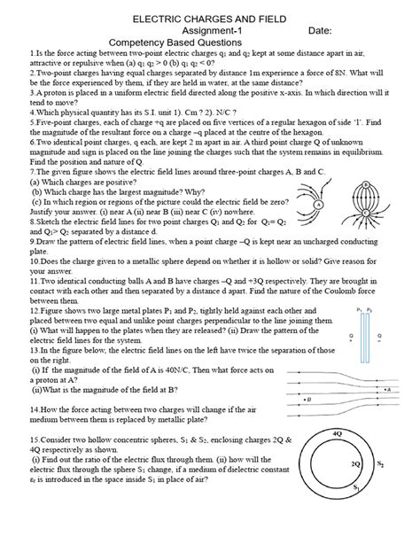 Electrostatic 1 Assignment 1 Cbqns Pdf Electric Field Force