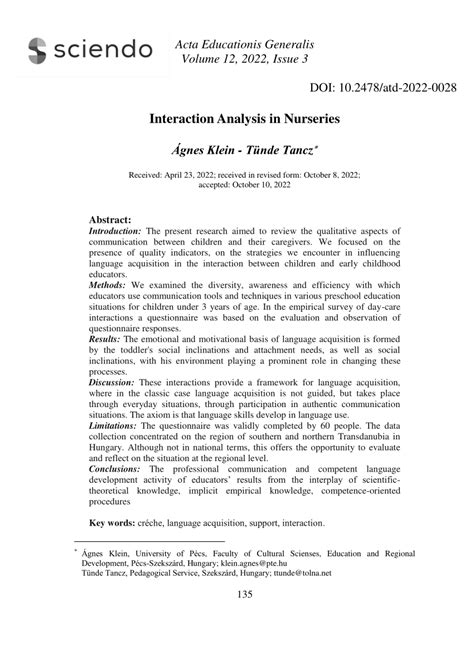 Pdf Interaction Analysis In Nurseries