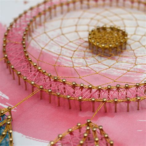 弦丝画手工diy制作创意礼物北欧减压手作捕梦网挂画绕线画钉子画虎窝淘